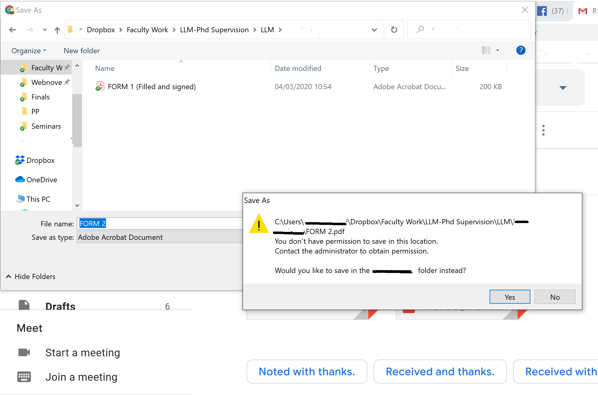 Unable to save to Dropbox Folder: No Permission | The Dropbox Community