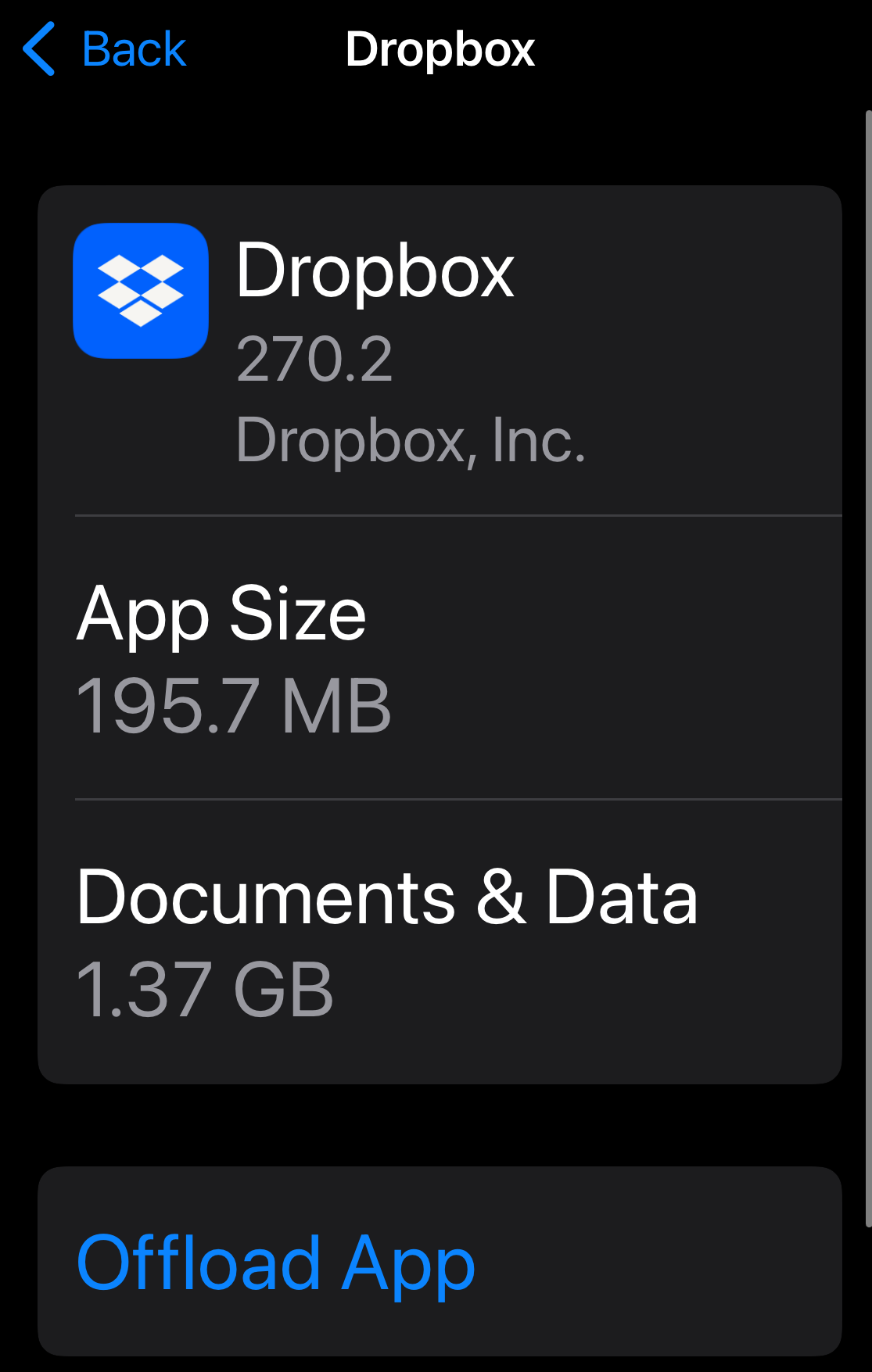 Dropbox iOS app taking up 1.3GB of local app data storage but no offline files? | The Dropbox ...