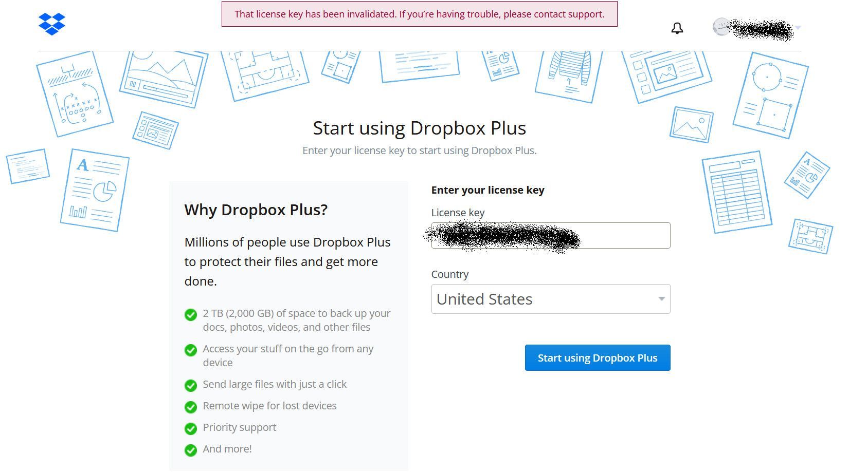 Can not redeem Dropbox plus license key bought from Amazon | The ...