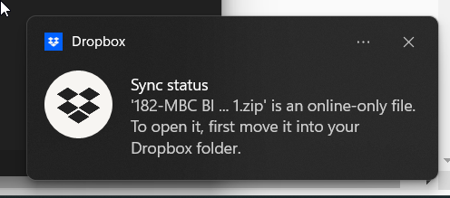 Notification for two files "File is "online only file" to open it first move it into your ...