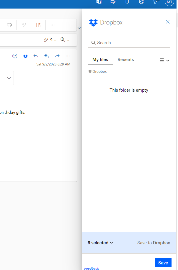 Outlook 365 add-in - Can't access dropbox folder contents or sign-out? | The Dropbox Community