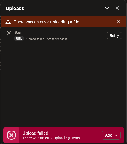#.url There was an error uploading a file | The Dropbox Community