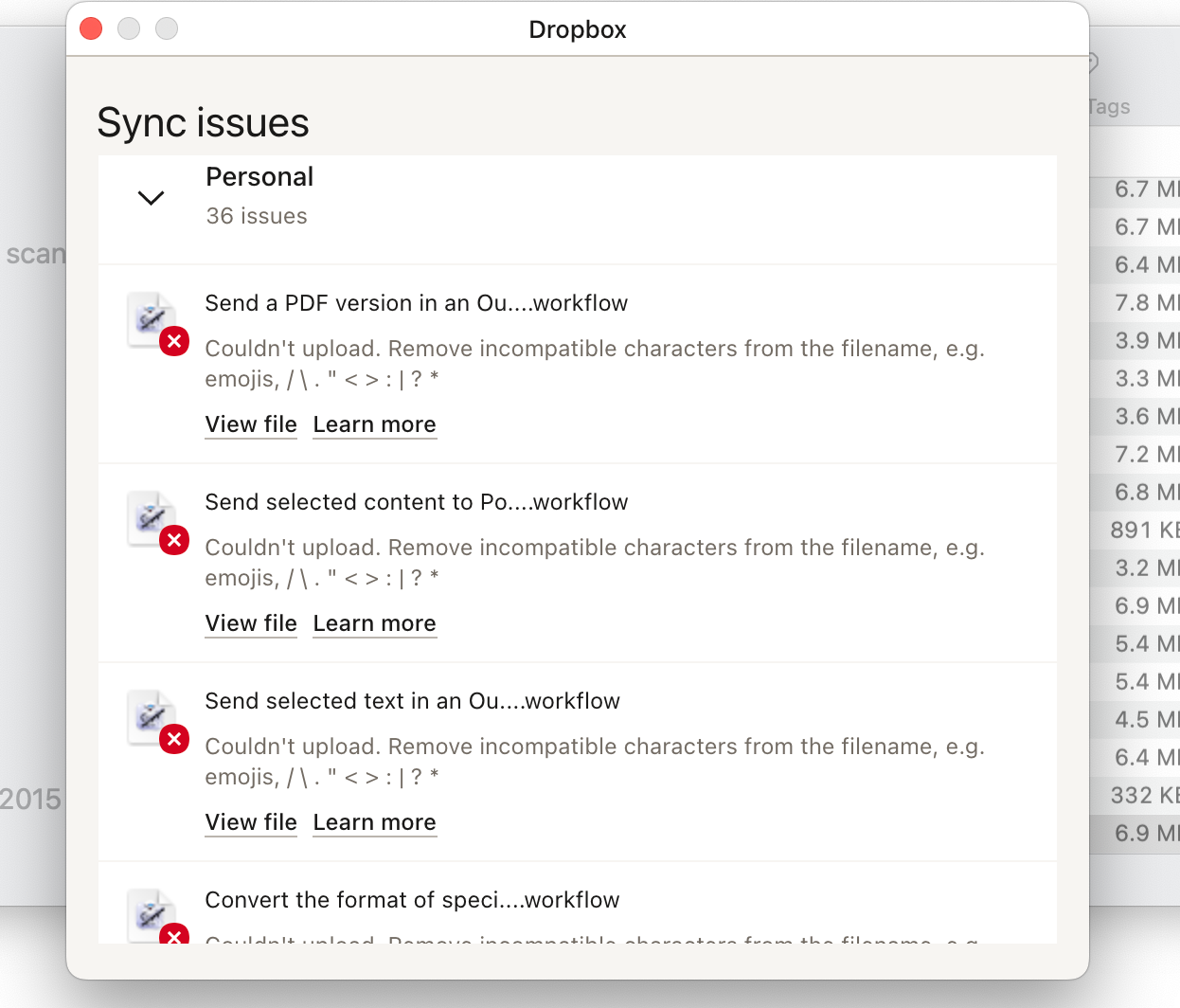 The desktop app refused to sync due to incompatible characters in ...