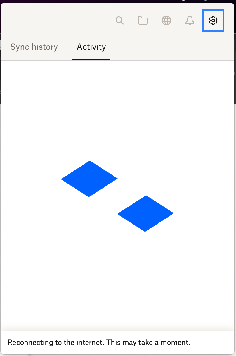 Dropbox Not working after restart: Reconnecting to the internet. This ...