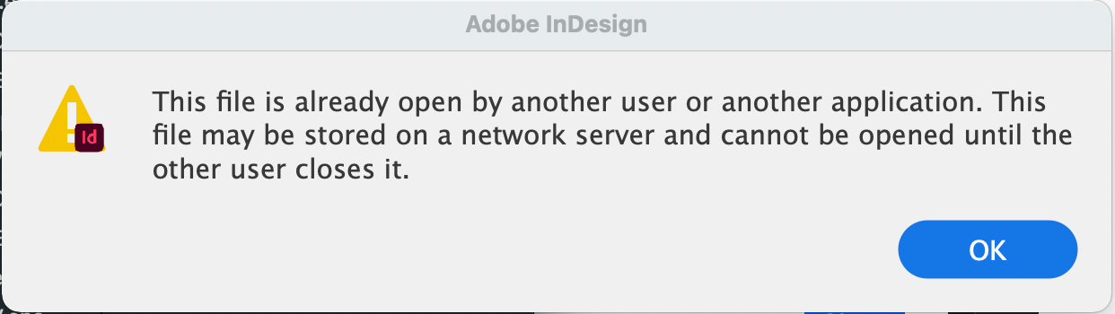 “This file is already open by another user or another application ...