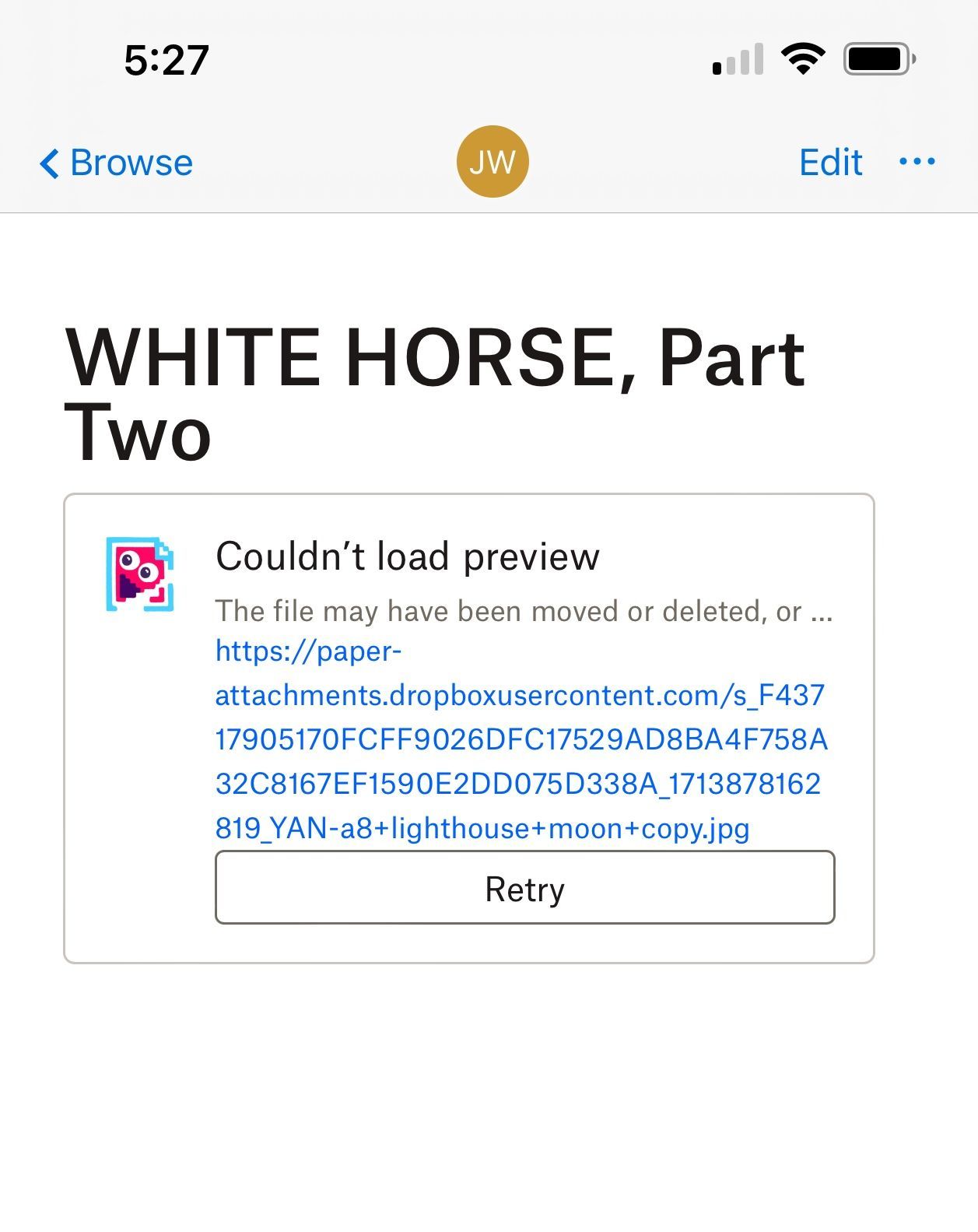 “Couldn't Load Preview.” error for photos on my iPhone 13 Paper app | The Dropbox Community
