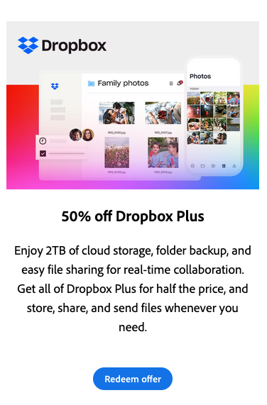 Can I redeem an Adobe Creative Cloud offer if I already have a Dropbox ...