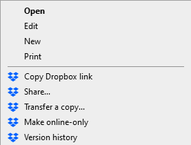 Right click menu in File Explorer is missing option to open file in browser | The Dropbox Community