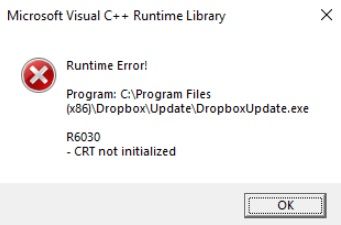 Runtime error "Microsoft Visual C++ Runtime Library" on DropboxUpdate ...