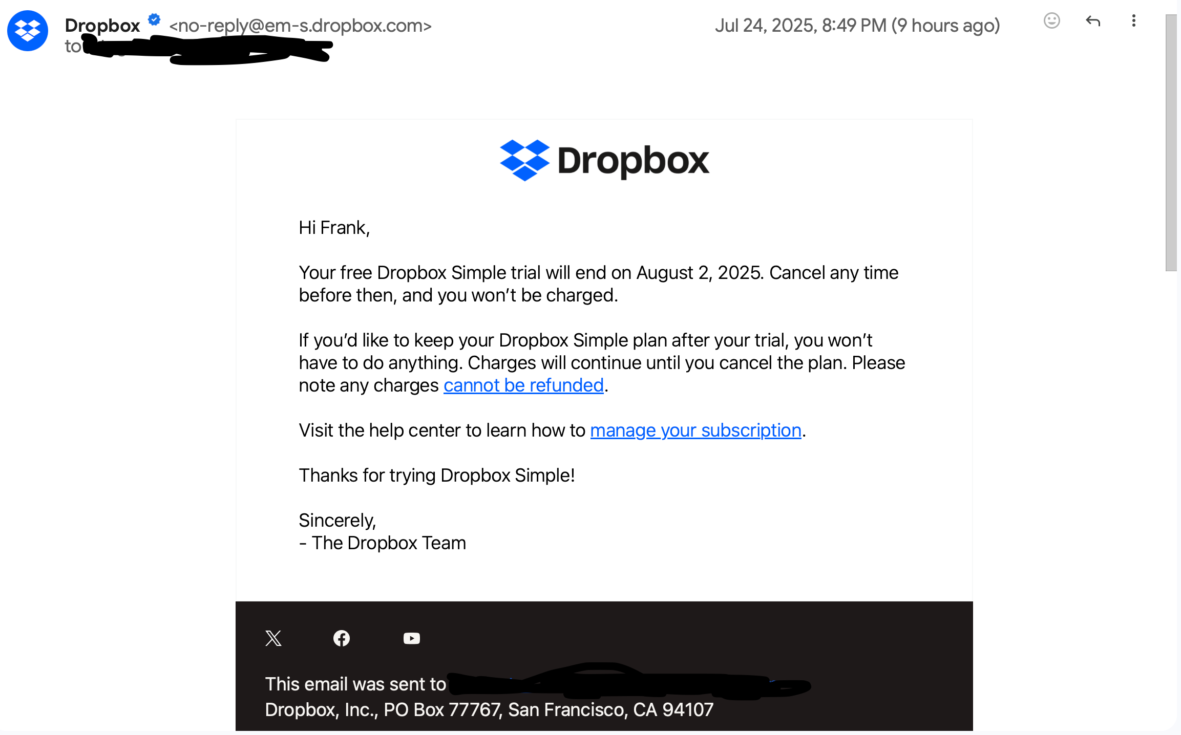 Trial email that appears to be a phishing scam. What can I do? | The ...