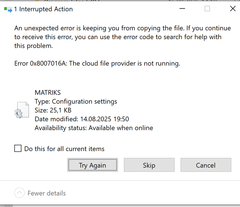 Error 0x8007016A: The cloud file provider is not running. | The Dropbox ...