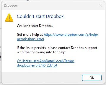 Couldn't start Dropbox due to a permission error. What can I do? | The Dropbox Community