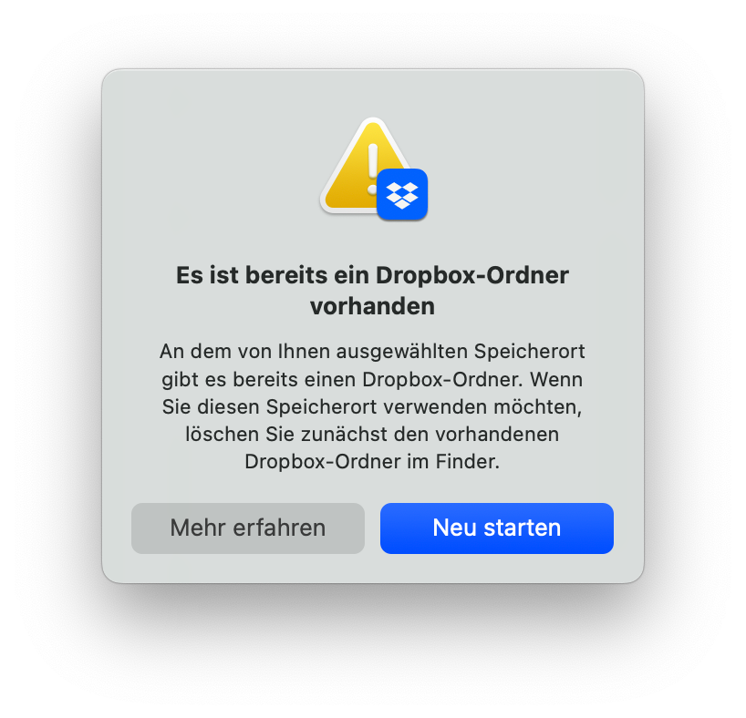 Fehler: Es ist bereits ein Dropbox-Ordner vorhanden | The Dropbox Community