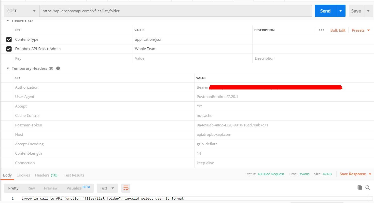 files/list_folder. Dropbox-API-Select-Admin. Invalid select user id format error. | The Dropbox ...